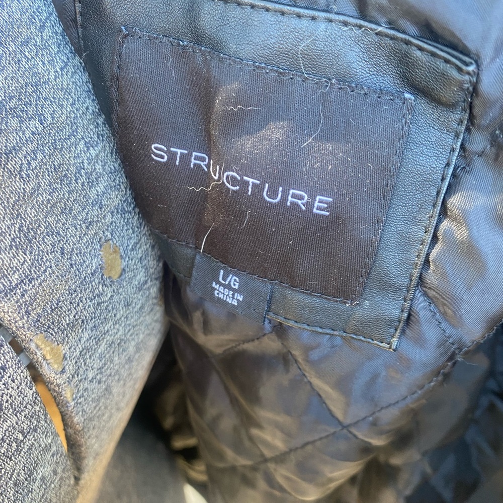 Mens Structure Faux Leather Moto Jacket - Gem